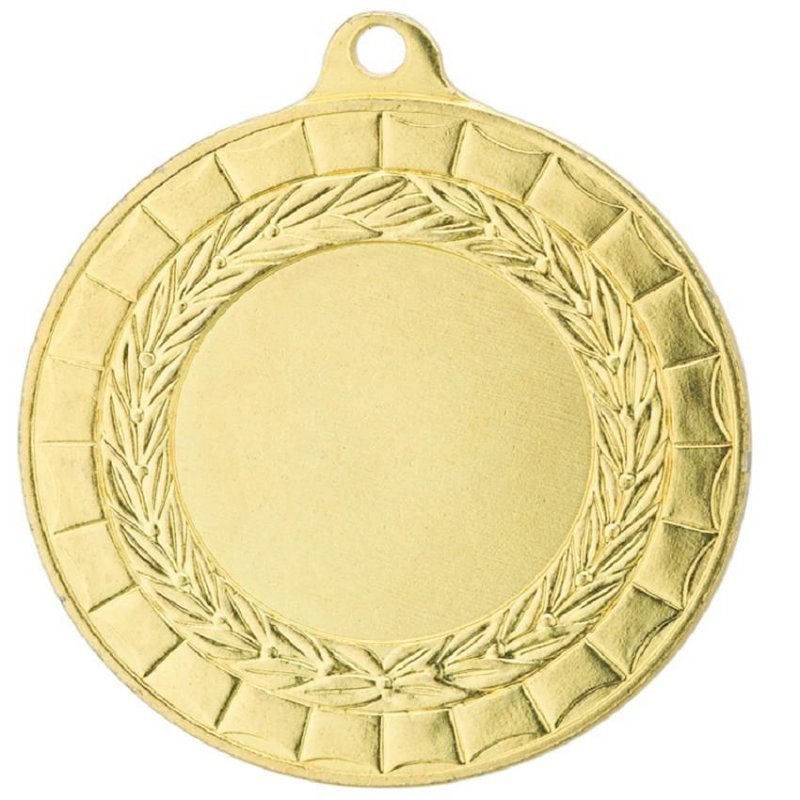 Medaille in gold, silber oder bronzefarben, Emblem, Band und Montage