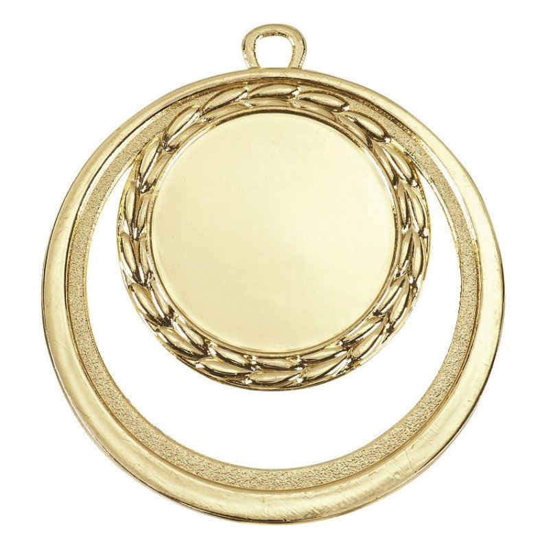 Medaille in gold, silber oder bronzefarben, Emblem, Band und Montage