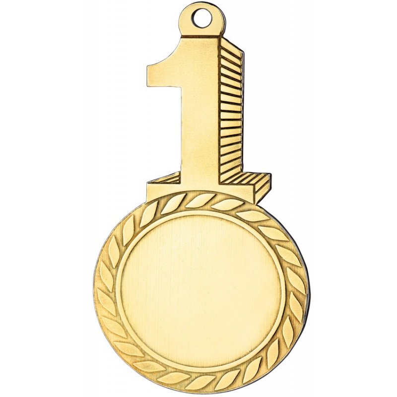 Medaille in gold, silber oder bronzefarben, Emblem, Band und Montage